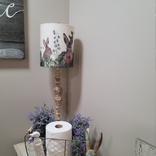 Lamp Shade Cabbage Patch - Drum Lampshade Rabbit Decor Green Bunny Lamp ...