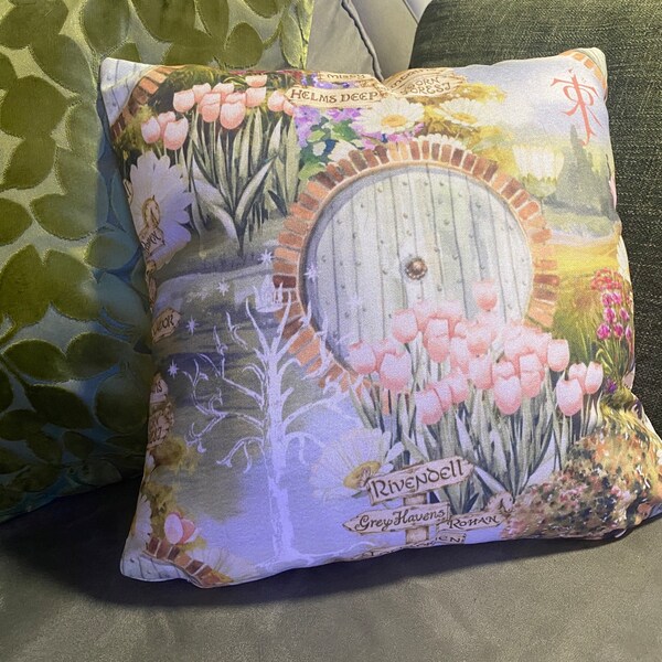 Hobbit Floral Square Pillowcase, Lord of the Rings Square Pillowcase ...