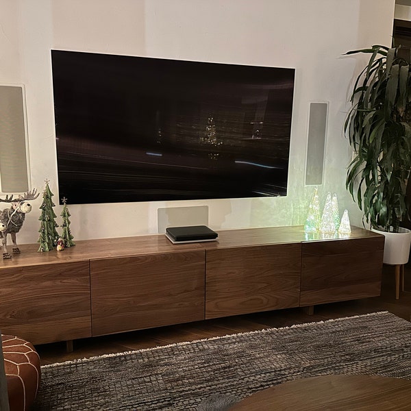 Solid Walnut Floating Media Console / Shelf / Bookshelf / TV Stand With ...