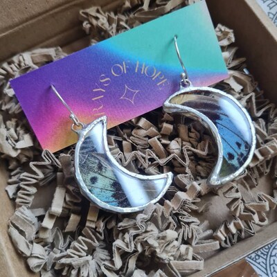 Made to Order one Week Glass Moon Sun Catcher Containing Pressed Forget ...