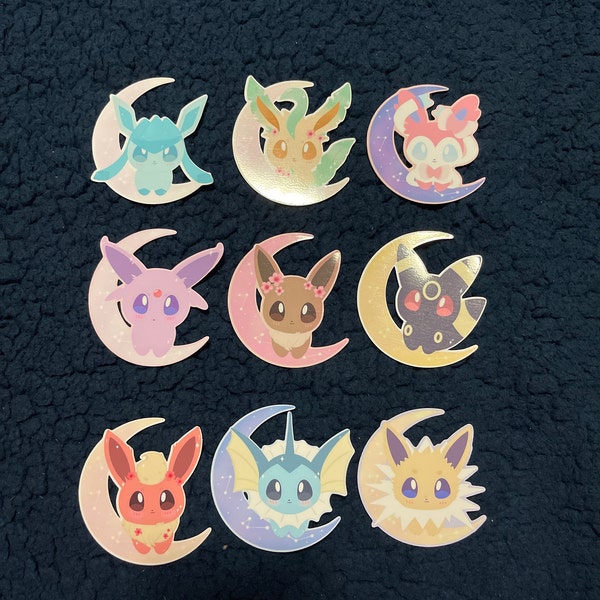 3" Eeveelutions Stickers Eeveelution Pokemon Vinyl Stickers, Laptop ...