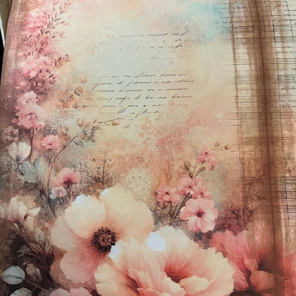 Floral Paper, Scrapbook Paper, Digital, Printable, Junk Journal Vintage ...