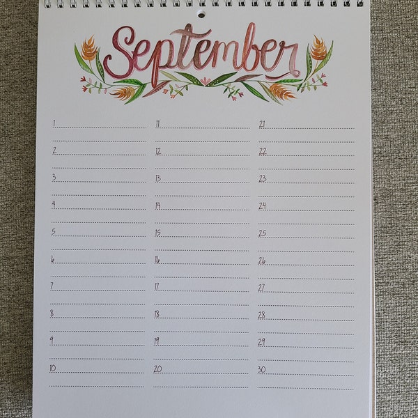 Large Floral Watercolor Birthday Calendar, 8.5"x11" Perpetual Calendar ...