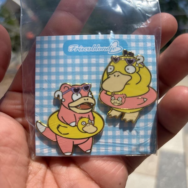 Pool Party Slowpoke and Psyduck Enamel Pins - Etsy
