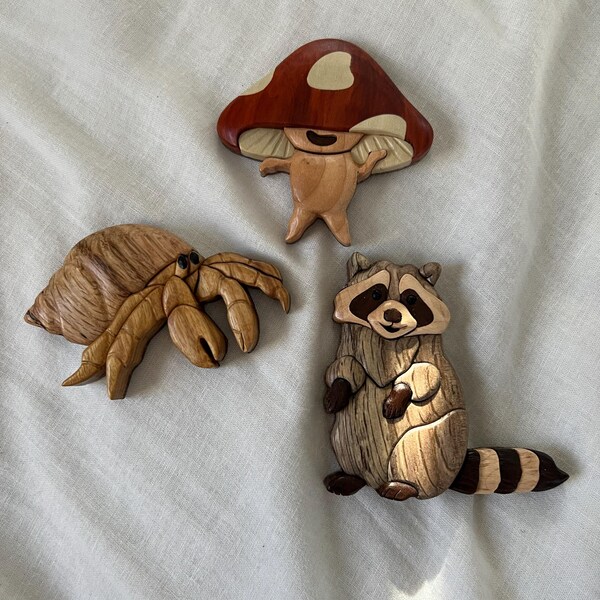 Skeleton Wooden Magnet / Ornament, Halloween Intarsia Art, Wood Carving ...