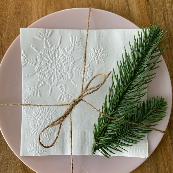 Snowflake Napkin Embossed Paper Napkin Christmas Winter Wedding Frozen ...