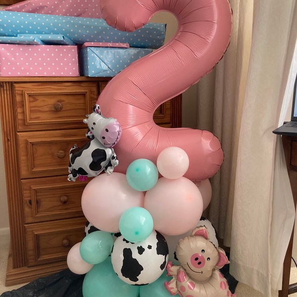 DIY Pink Farm Balloon Sculpture, 1.4m/55in, Cute Farm Animal Balloon ...