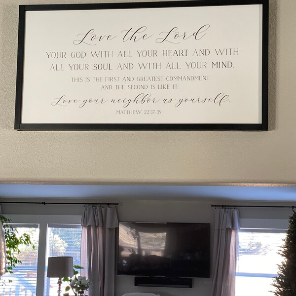 Love the Lord Your God Sign | Scripture Sign | Matthew 22:37-39 | Wood ...