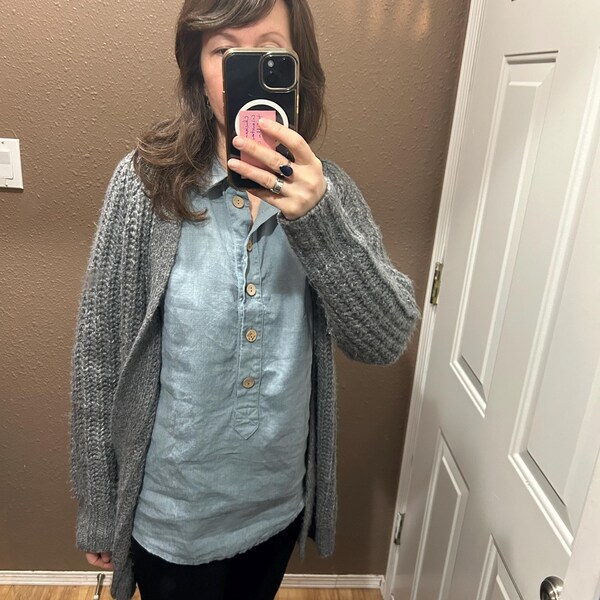 CLEMENTINE Linen Dress / Kimono Summer Dress With Belt / Navy Blue Midi ...