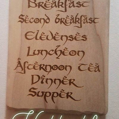 Scratch and Dent Sale Hobbit Daily Meals Sign / Plaque Solid Wood ...