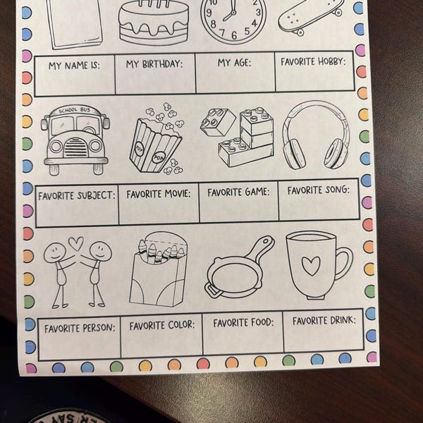 Favorites Survey, All About Me Printable, Questionnaire, My Favorite ...