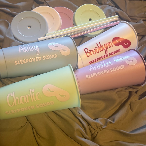 Personalised Sleepover Party Cups, Slumber Party Tumblers, Pamper Spa ...