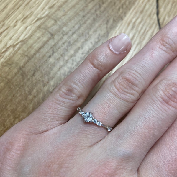 Silver Promise Ring for Her, Dainty Engagement Ring, Unique Womens ...