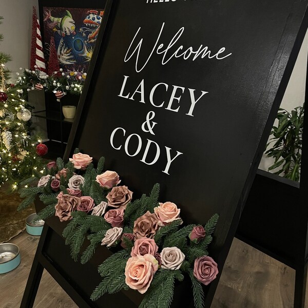 Custom Wedding Decal for Vintage Mirror, Rustic Welcome Wedding Sticker ...