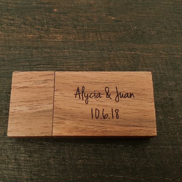 Walnut Wood USB With Personalization | Wedding Flash Drive | Engraved ...