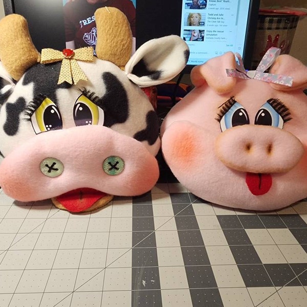 Pig Head Plush Digital Pattern, Piggy Head Pattern, Pig Sewing Sewing ...