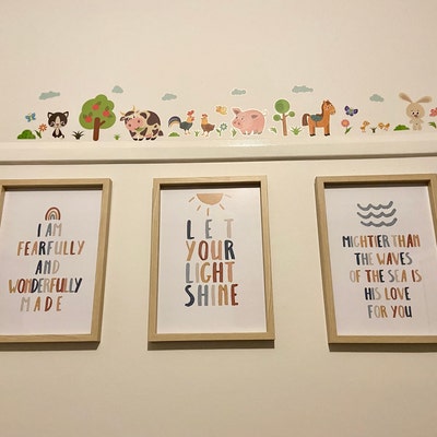 Christian Nursery Wall Decor, Set of 6 Bible Verse Wall Art, Nursery ...