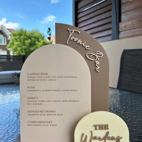 Triple Sign Cocktail Drinks Menu - Printed Drinks Menu, Modern Arch ...