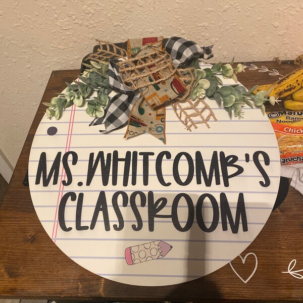 Teacher Door Hanger, Wood Door Hanger, Teacher Bow, Door Hanger With ...