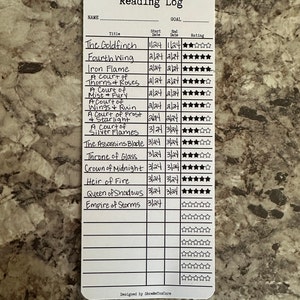 Reading Log Bookmark, Book Tracker, Reading List, Progress Tracker ...