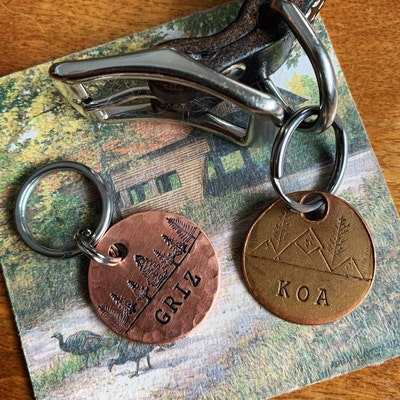 Dog Tag, Pet ID Tag, Tree Dog Tag, Personalized Pet Tag, Handstamped ...