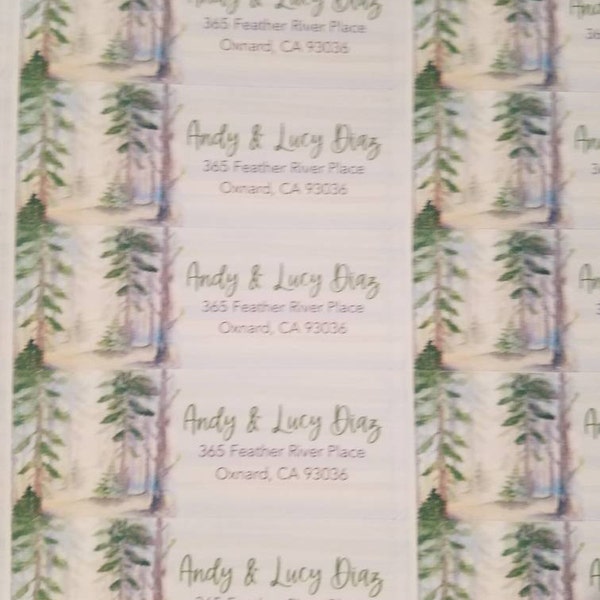 Watercolor Forest Trees Return Address Labels - Personalized Watercolor ...