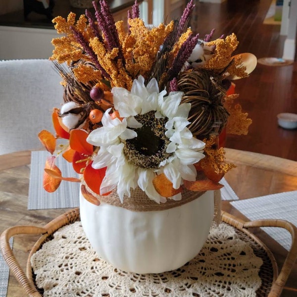 Pumpkin Arrangement, Fall Centerpiece, Fall Arrangement, Autumn ...