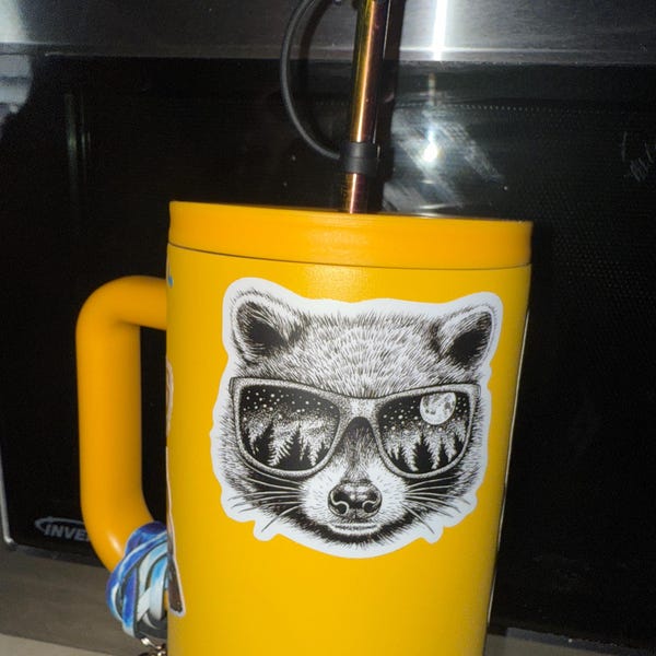 Raccoon Skateboarding Vinyl Sticker, Pen and Ink Illustration, Funny ...