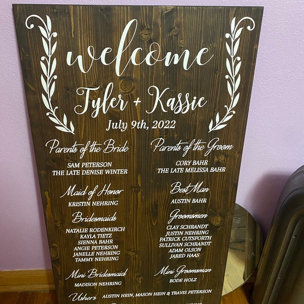 Bridal Party Sign | Wedding Program Sign |wedding Welcome Sign ...