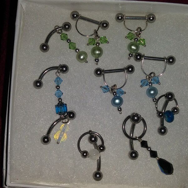 Vertical Hood Piercing Barbell 16G 14G 12G Stainless Barbell With Sea ...