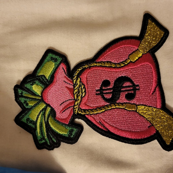 I Get Money Patch 3 1/2 Inch Iron on Patch, Pink Money Bag Patch ...