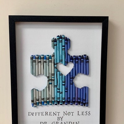 Autism Awareness Puzzle Piece Crayon Art, Wall Art Puzzle Piece ...