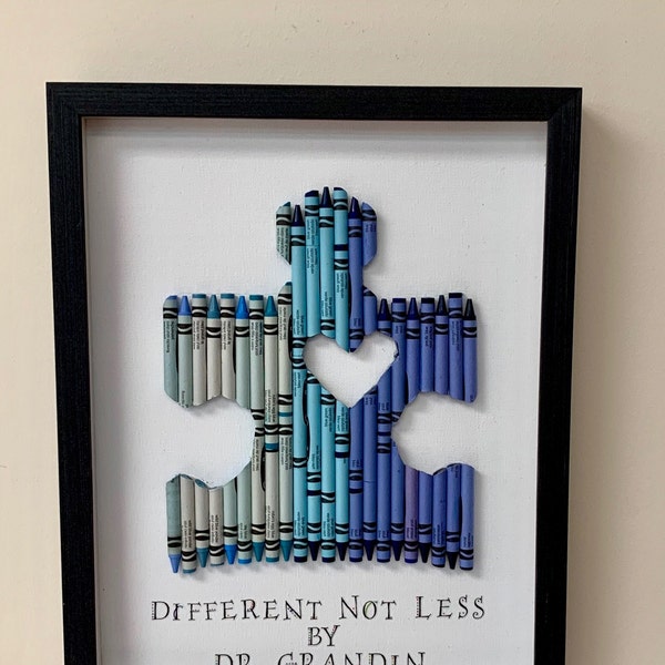 Autism Awareness Puzzle Piece Crayon Art, Wall Art Puzzle Piece ...