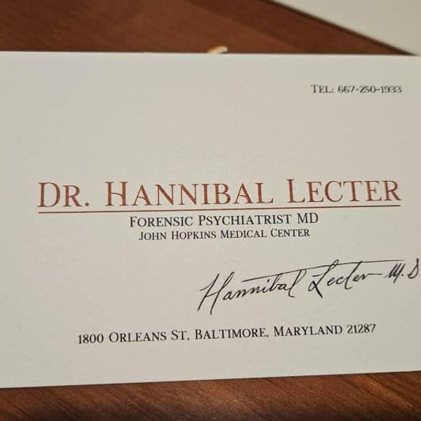 Hannibal Lecter Horror Bookmark - Business Card & Costume Prop - Etsy UK