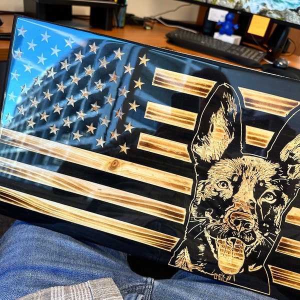 Epoxy Coated American Flag With Mountains , Mountain Range Art, Rustic ...