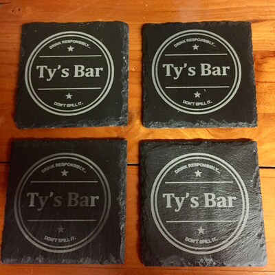 Personalised Bar Coasters Home Bar Gifts Set of 4 Bar Coasters Slate ...