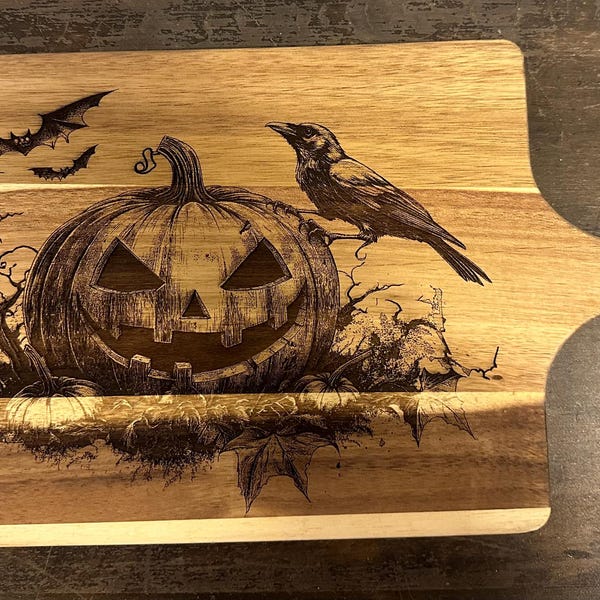 Halloween Charcuterie Board Laser Engraving File, Spooky Raven and ...