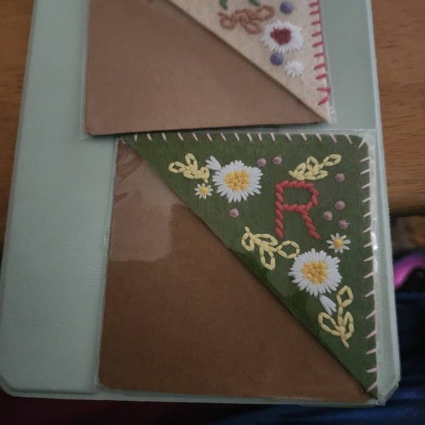 Handmade Embroidered Corner Page Bookmark, A to Z Letters Personalized ...