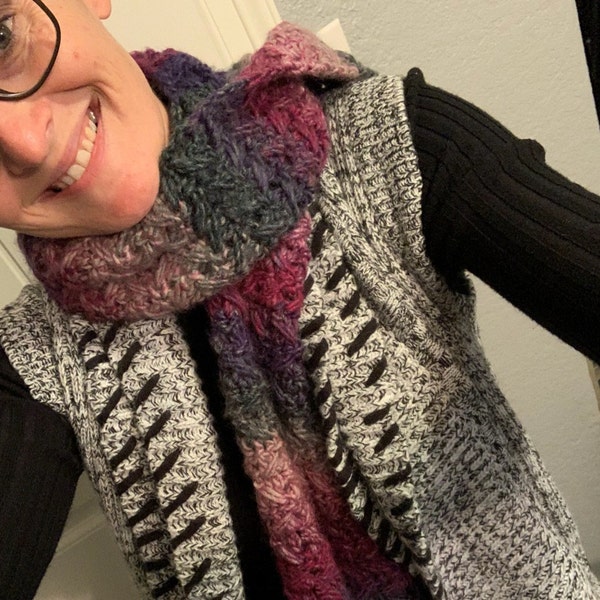 Long Scarf, Unique Scarf, Colorful Scarf, Texture Scarf, Coat Scarf ...