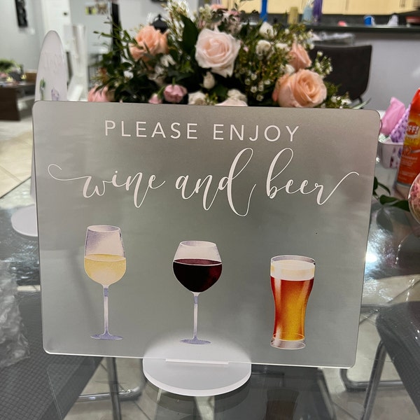 Please Enjoy Wine and Beer - Open Bar Sign - Open Bar for Wedding, Bar ...