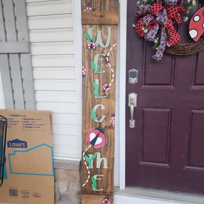 Welcome Ladybug Summer Porch Leaner Sign SVG File Lady Bug Porch Sign ...