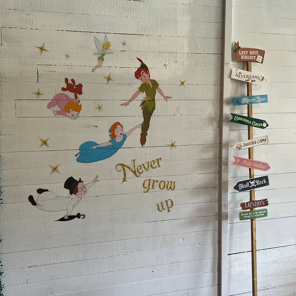 Peter Pan Party Directional Sign, Never Grow up Birthday, Peter Pan ...