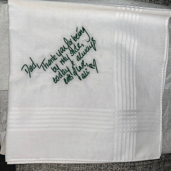 Personalised Handwriting Embroidered Handkerchief – Custom Wedding ...