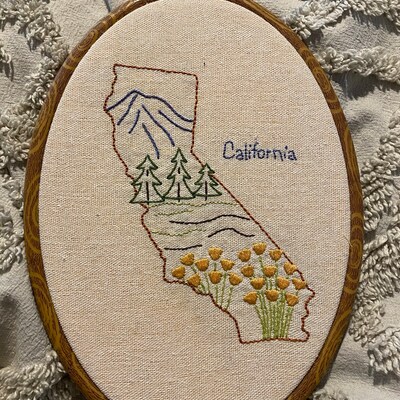 California Hand Embroidery Pattern Digital Download Poppies & - Etsy