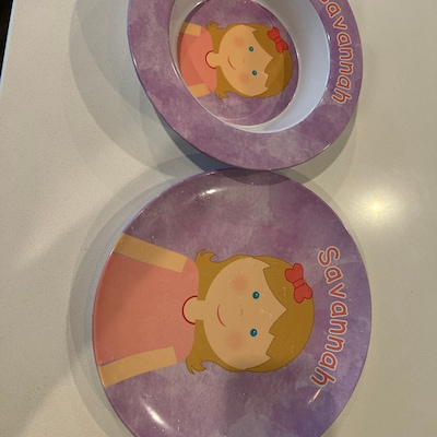 Little Girl Plate and Bowl Set Personalized Plastic Children Plate and ...