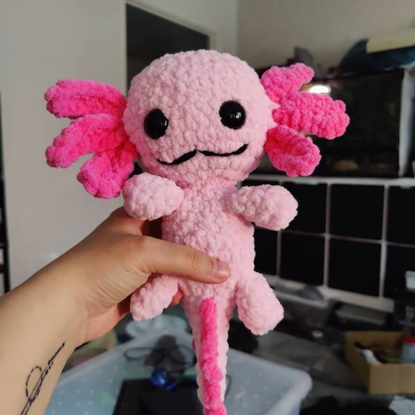 No Sew Axolotl Crochet Pattern, Cute Flower Axolotl No Sew Amigurumi ...
