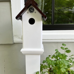 Birdhouse PVC 5inch Post Mount Nesting Box, Weatherable Thatch Style ...