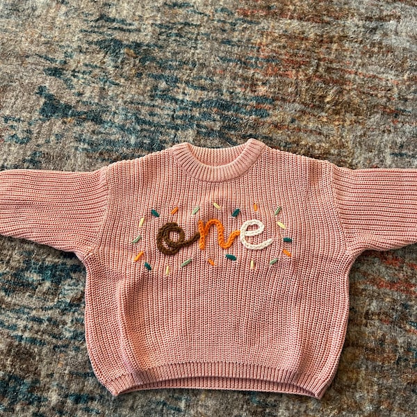Custom Hand Embroidery Oversize Toddler&baby Boy Sweater,name Knit ...