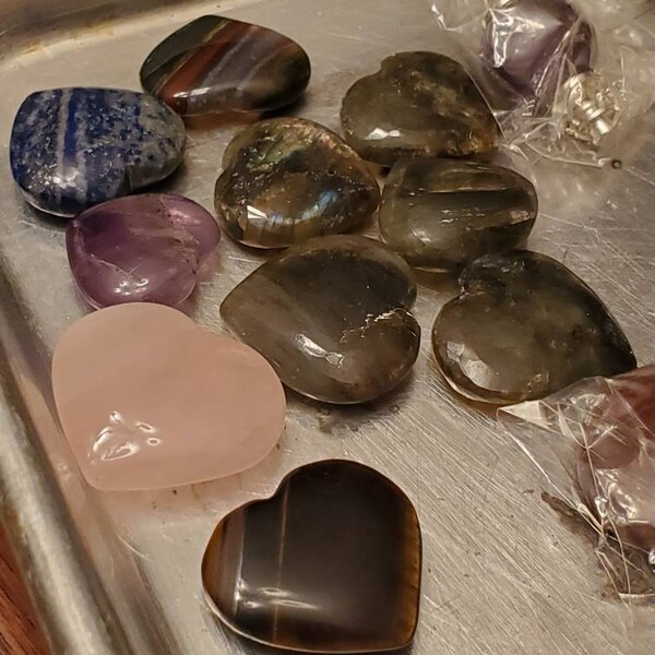 Amethyst Puffy Mini Hearts 1 Inch Pocket Heart Mini Puffy Crystal Heart ...