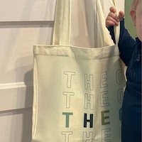 Personalized Name Tote Bag Rainbow School Tote Gift Custom Name Tote ...